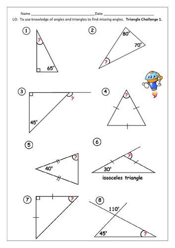 Calculating Missing Angles Worksheet Tes