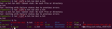 tar: a.txt.tar.bz2: Cannot stat: No such file or directorytar: Exiting with failure status due ...