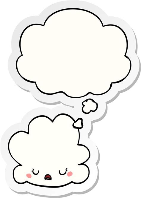 Cute Cartoon Cloud And Thought Bubble As A Printed Sticker 9924962 Vector Art At Vecteezy