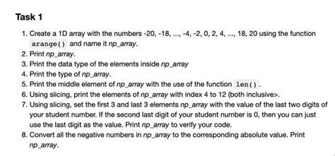 Solved 1 Create A 1d Array With The Numbers