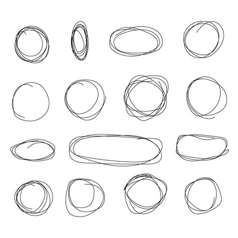 Hand Drawn Circle Line Sketch Set Vector Circular Scribble Doodle Round Circles For Message