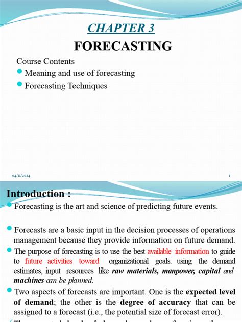 Part 3 Forecasting Pdf Forecasting Mean Squared Error