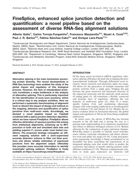 Pdf Finesplice Enhanced Splice Junction Detection And Quantification A Novel Pipeline Based