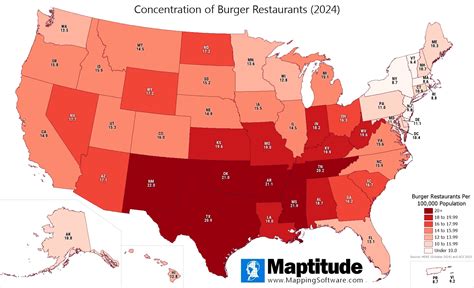 Maptitude Map Concentration Of Hamburger Restaurants By State