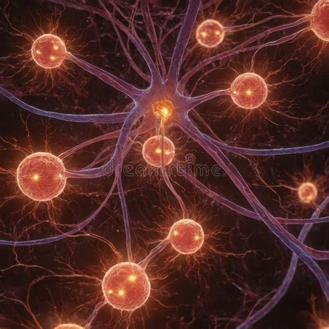 Conceptual 3d Rendering Of Glowing Neurons And Synapses Stock Illustration Illustration Of