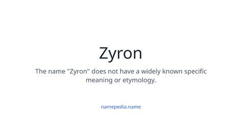 Zyron Meaning Nicknames Origins And More Namepedia