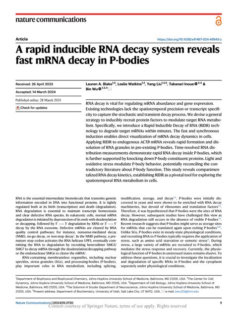 Pdf A Rapid Inducible Rna Decay System Reveals Fast Mrna Decay In P