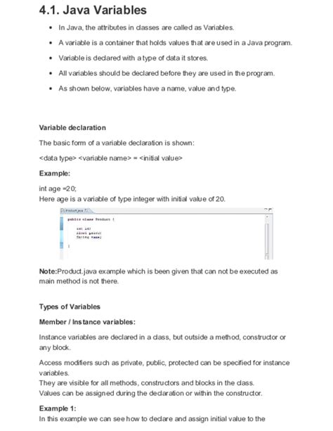 Doc 41 Java Variables