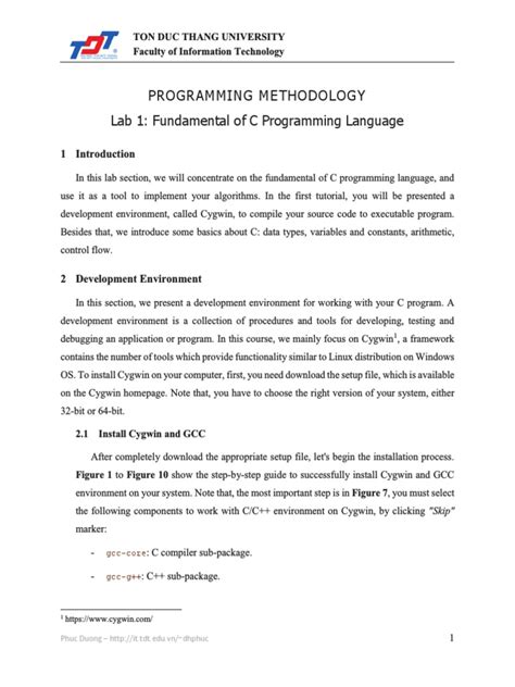 Programming Methodology Lab 1 Fundamental Of C Programming Language