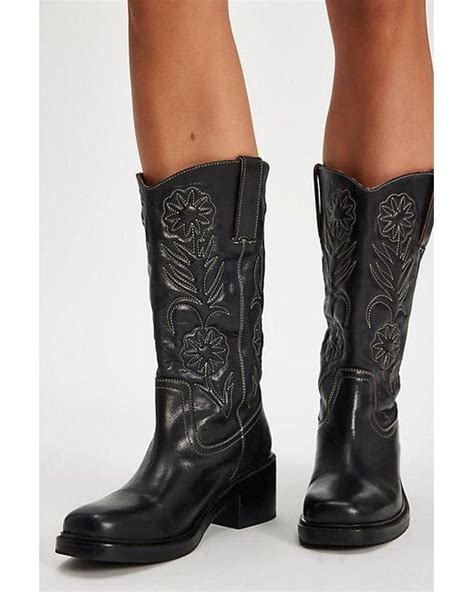 Frye Kate Deco Stich Boots In Black Lyst