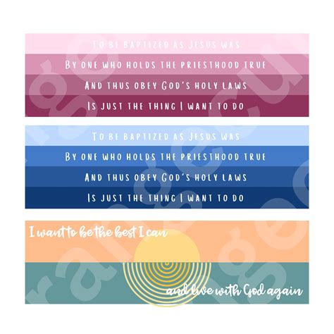 Lds Primary Bookmarks Primary Birthday Ts Baptism Bookmarks