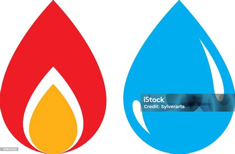 Combinatie Van Water En Vuur Elementen Abstracte Symbool Kracht Van De Natuur Stockvectorkunst