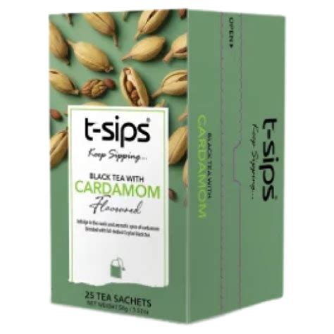 T Sips Black Tea With Cardamom Flavoured 20 Tea Bags Junglelk