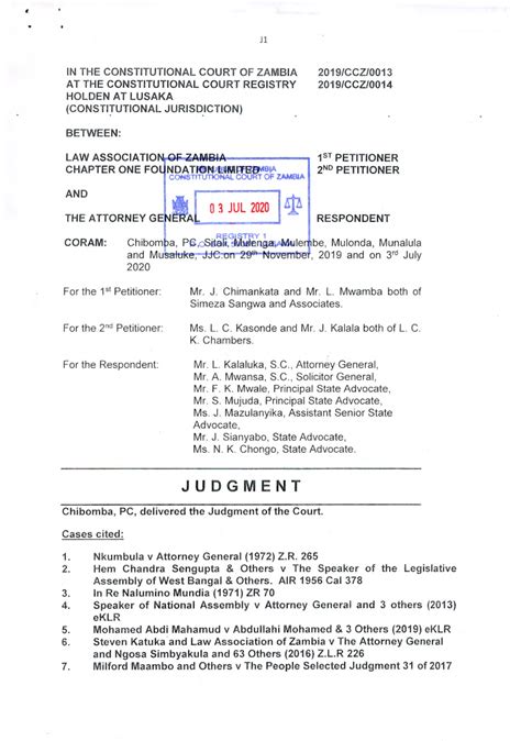 2019 Ccz 0013 Law Association Zambia Chapter One Foundation Ltd And