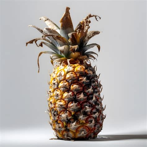 Premium Photo Rotten Pineapple Sitting On White Table With White Background