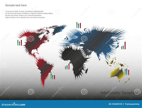 Map With Pie Charts Stock Vector Illustration Of Continent 41844518