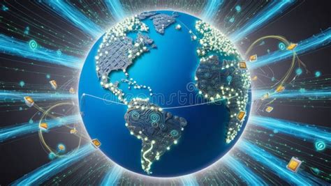 Global Communication Data Networks Surrounding The Earth Digital