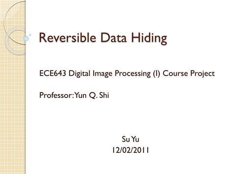 Ppt Reversible Data Hiding Powerpoint Presentation Free Download