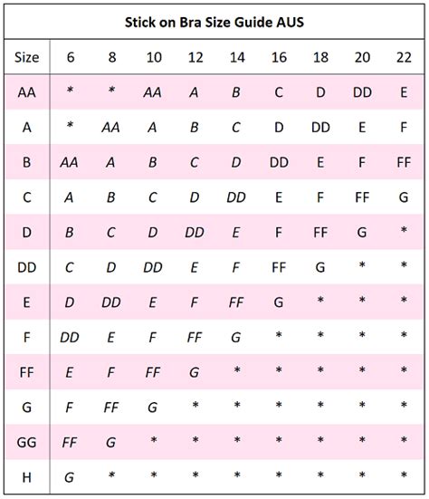 Stick On Bra Size Guide For Undercover Glamour Bras