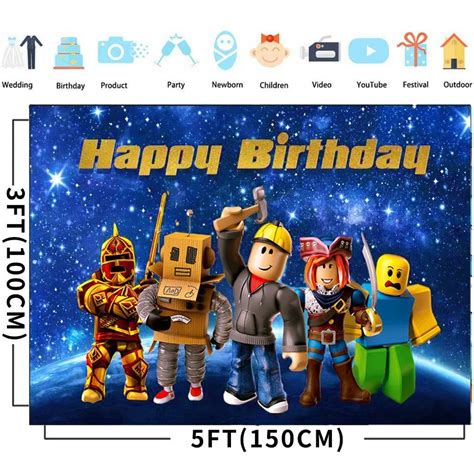 Roblox Birthday Party Fabric Backdrop Hobbies And Toys Stationery And Craft Occasions And Party