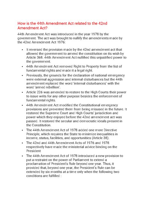 44th Amendment Act Related To The 42nd Amendment Act How Is The 44th