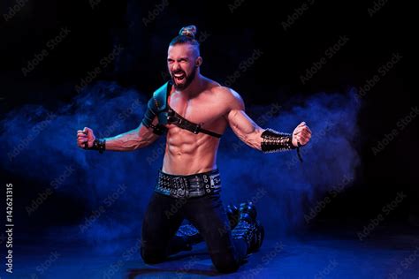 Handsome Young Sexy Man With Beautiful Muscular Chest In Interesting