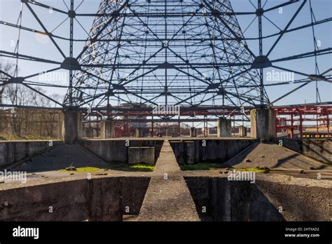 Low Angle And Selective Focus View Inside Former Gasometer Existing