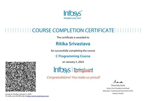 Ritika Srivastava On Linkedin Successfully Completed The C Programming