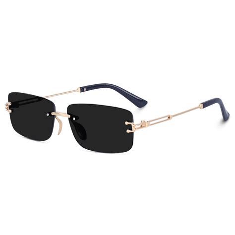 Buy Dervin Uv Protected Retro Rectangular Rimless Sunglasses For Men