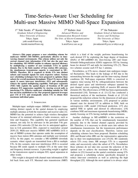 Pdf Time Series Aware User Scheduling For Multi User Massive Mimo