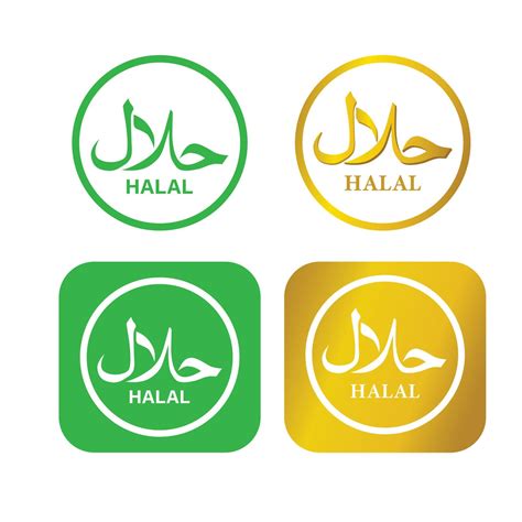 Halal Logo Variation In Green And Gold Gradient Color Icon Set Symbol