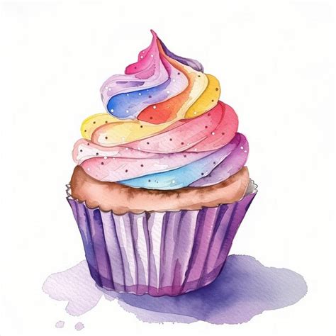 Premium Photo Watercolor Illustration Of A Vibrant Rainbow Swirled