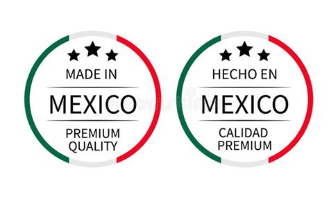 Made In Mexico Round Labels In English And In Spanish Languages
