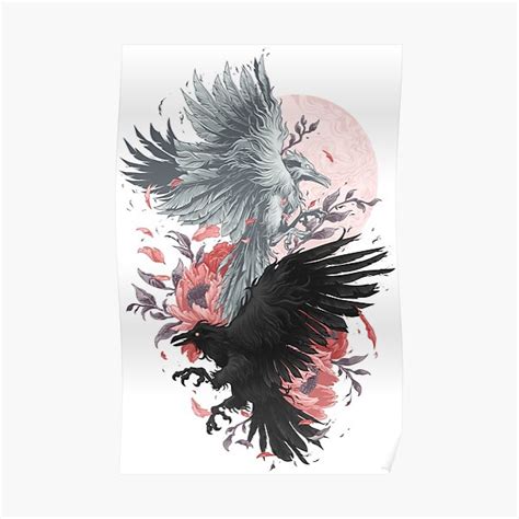 Crows Yin Yang Poster For Sale By Kenhensly Redbubble