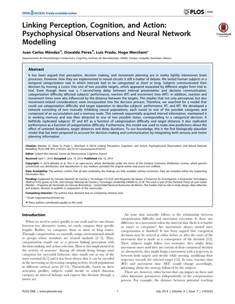 PDF Linking Perception Cognition And Action Psychophysical