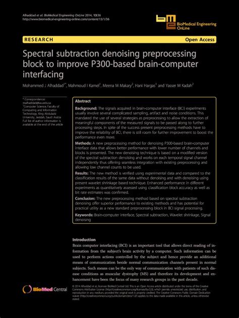 Pdf Spectral Subtraction Denoising Preprocessing Block To · Introduction Brain Computer