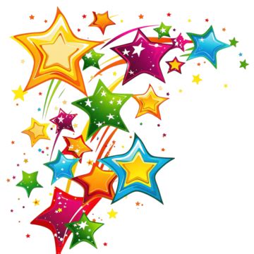 Colorful Cartoon Stars Flying Through The Sky Cartoon Stars Floating