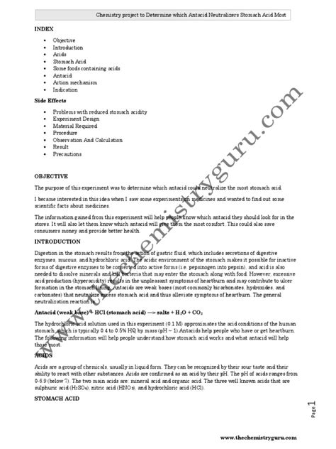 Chemistry Project To Determine Which Antacid Neutralizers Stomach Acid