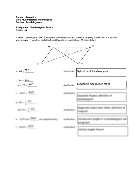 502 Parallelogram Proof Assignmentpdf Course Geometry Unit