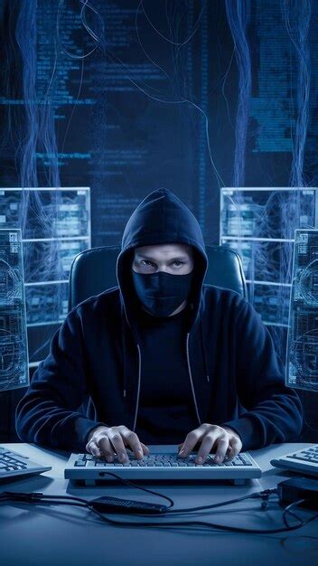 Man Hacking Systems Stealing Data Premium Ai Generated Image