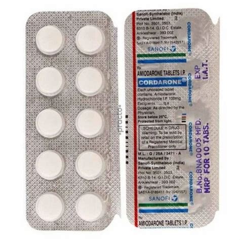 Amiodarone Cordarone 100 Mg Tablets Packaging Type Strip Sanofi At