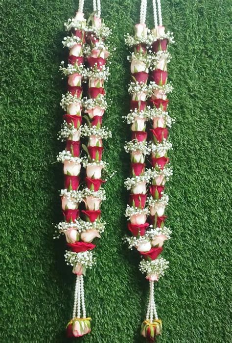 Pink Red Rose Varmala Fresh Fruits Basket