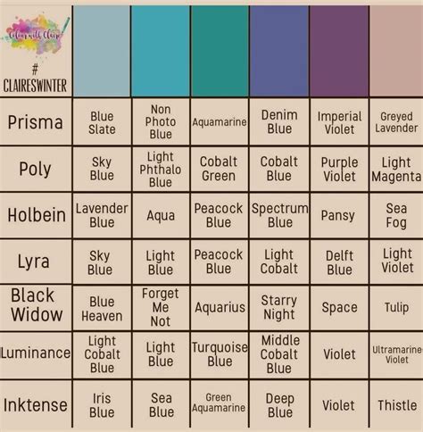 Blue And Purple Color Chart