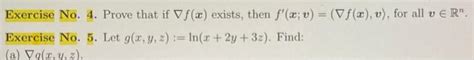 solved exercise no 4 prove that if ∇f x exists then