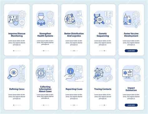 Premium Vector Disease Monitoring Light Blue Onboarding Mobile App Screen Set