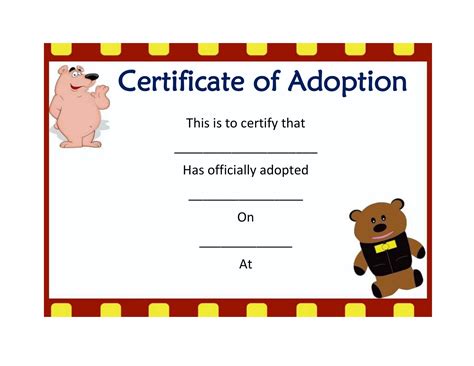 Free Printable Adoption Certificate Templates Pdf Pet Animal