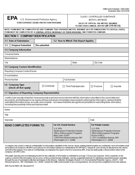 Epa Annual Reporting Form