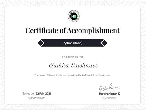 python hackerrank certification chukka vaishnavi