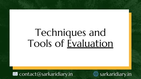 Techniques And Tools Of Evaluation Bed Notes