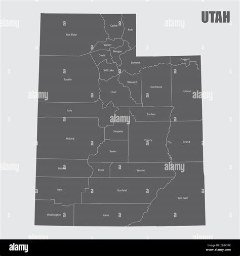 Utah Counties Map Stock Vector Image And Art Alamy
